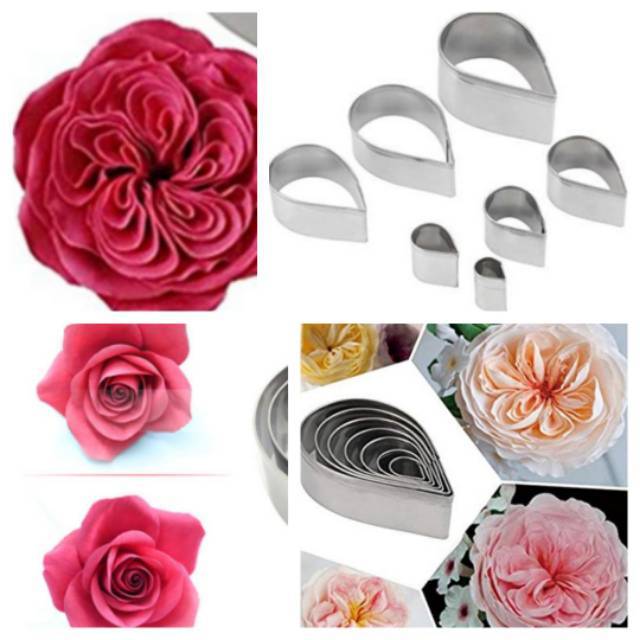 Jual Cetakan fondant bunga mawar 6 pcs cetakan rose bunga dekorasi kue ...