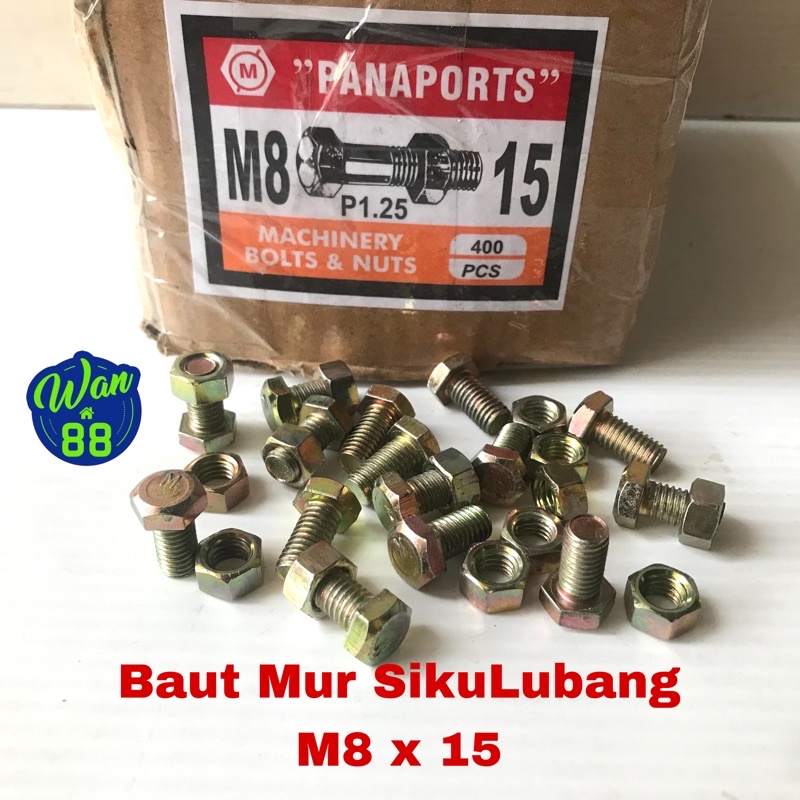 Jual Baut Mur Besi M8 x 15 / Baut Siku Lubang | Shopee Indonesia