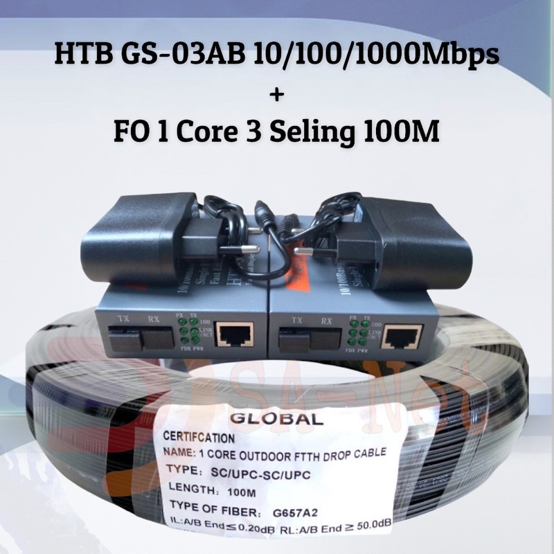 Jual PAKET MEDIA CONVERTER & CABLE FIBER OPTIC GLOBAL PRECON 1 CORE 3 ...