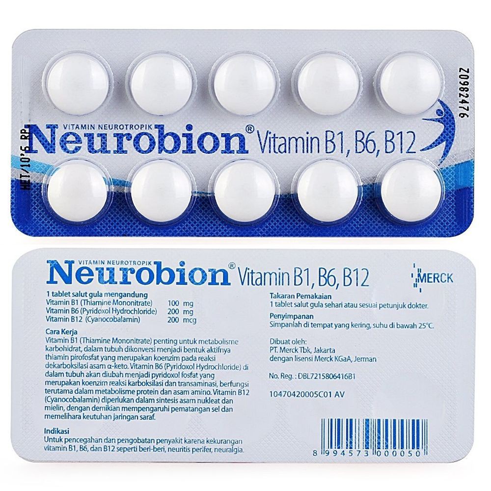 Jual Neurobion Tablet (Vitamin B1, B6, B12) Vitamin Neurotropik (PUTIH ...