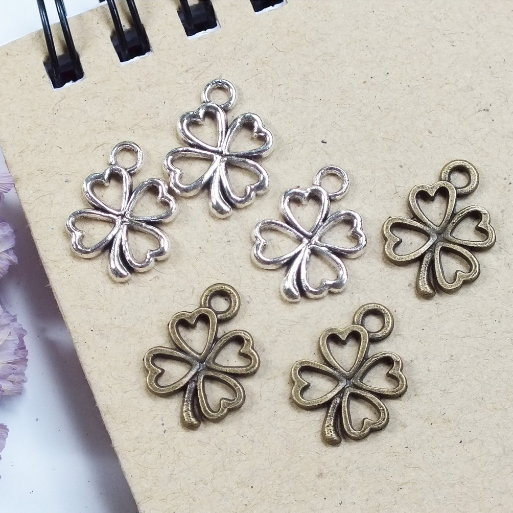 Jual Charm Bandul Bunga Clover Kecil Pendant Clover Mini Kalung Gelang ...