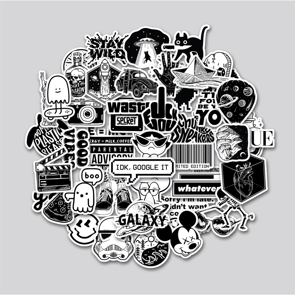 Jual STICKER PACK BLACK & WHITE | STICKER TUMBLR | STIKER LAPTOP KOPER ...