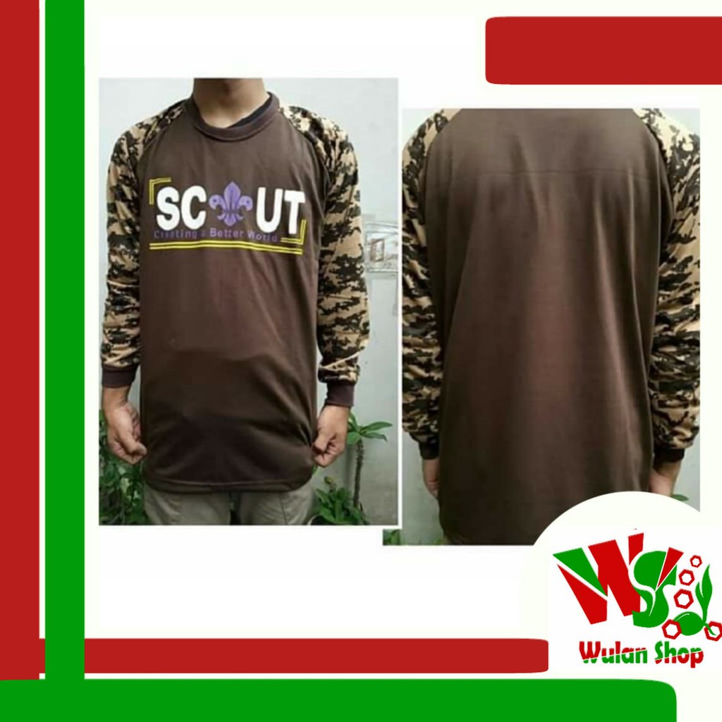Jual Kaos Reglan Pramuka Loreng Coklat Scout pe | Shopee Indonesia