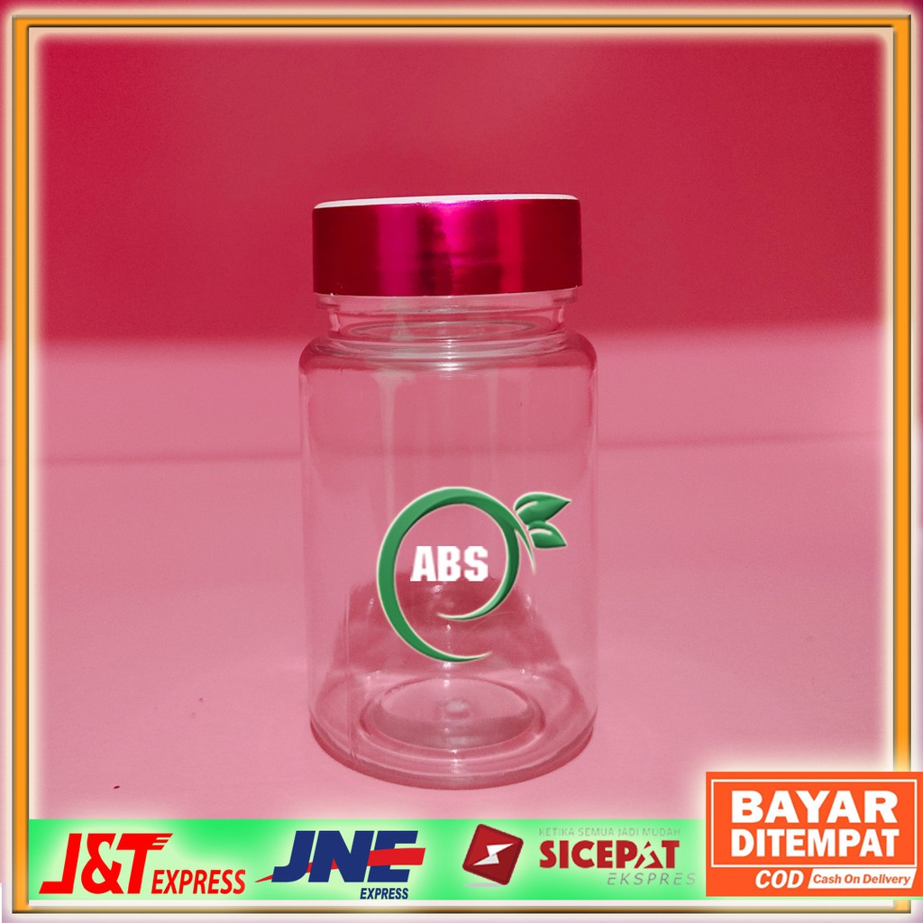 Jual Botol Kapsul 100ml / Bulat Bening isi 30-50 Kapsul Tutup Gold ...
