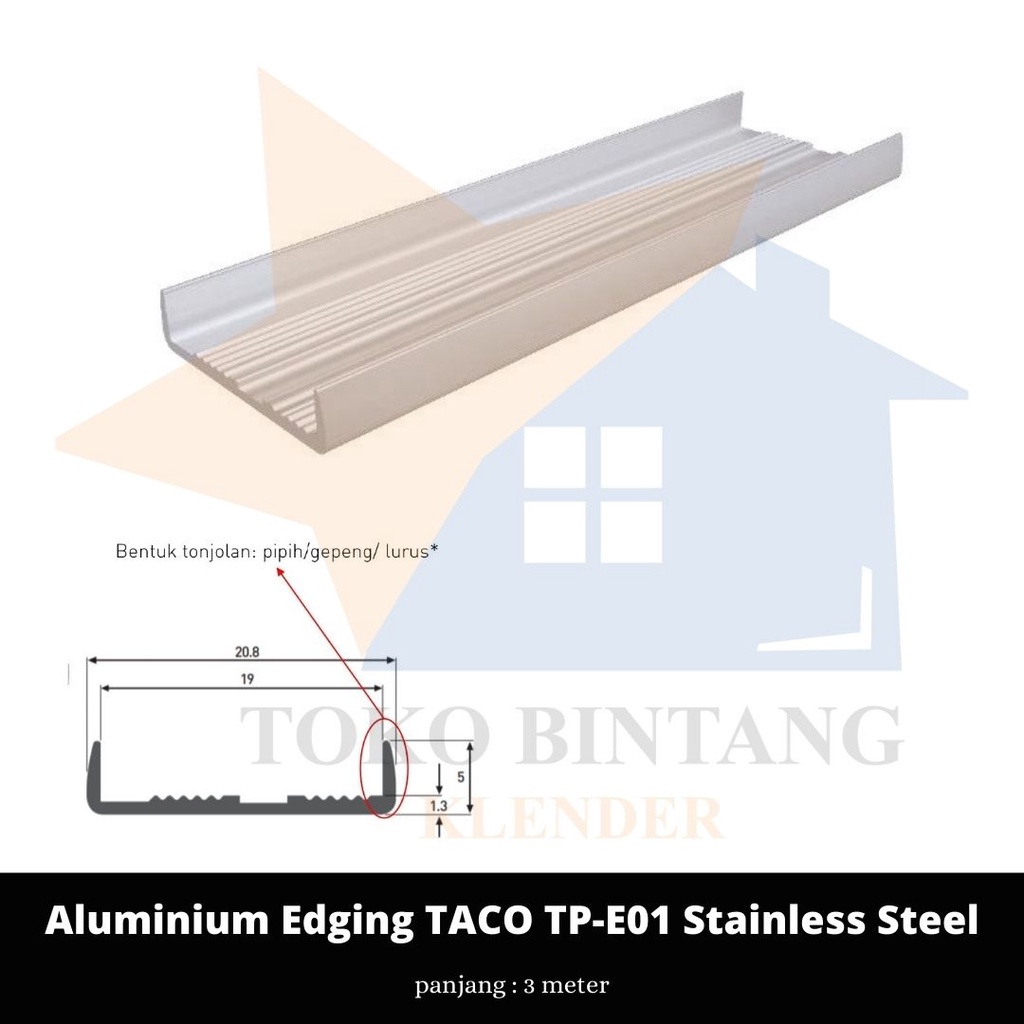 Jual Aluminium Edging TACO TP-E01 Stainless Steel | Shopee Indonesia