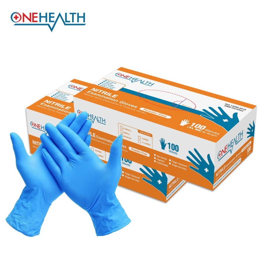 Jual SARUNG TANGAN ONEHEALTH NITRILE BIRU POWDER FREE ISI 100 PER BOX ...