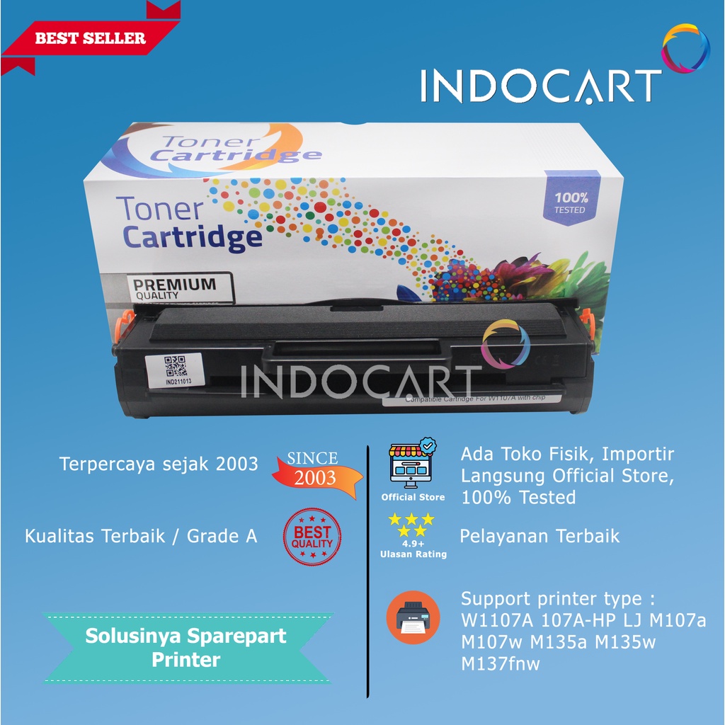 Jual IndoCart Toner Cartridge Compatible W1107A 107A-HP M107 M135 M137 ...