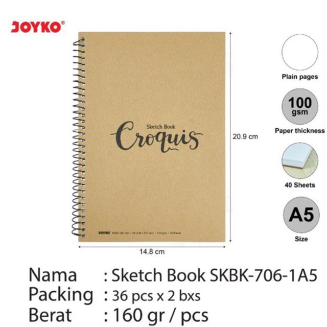 Jual Croquis Sketch Book 706 / Buku Sketsa SKBK ukuran A5 / A4 / B5 ...