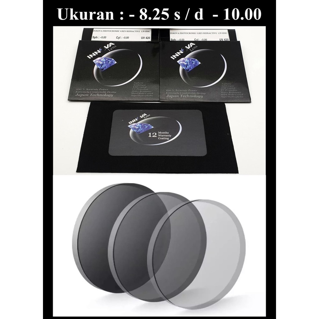 Jual Lensa kacamata minus PHOTOCROMIC GREY INNOVA ORIGINAL lensa INDEX ...