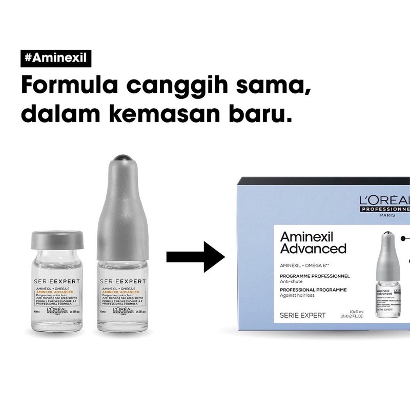 Jual L'oreal aminexil ampul isi 10X6ml Untuk Rambut Rontok Parah ( Kronis) | Shopee Indonesia
