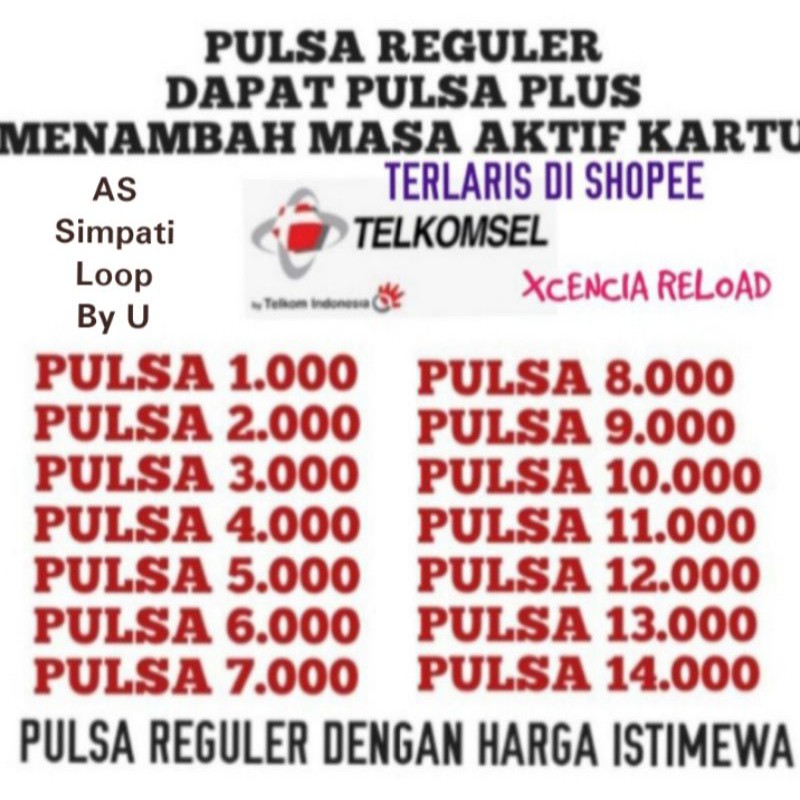 Jual PULSA TELKOMSEL TERMURAH PULSA 2.000 SAMPAI 19.000 | Shopee Indonesia