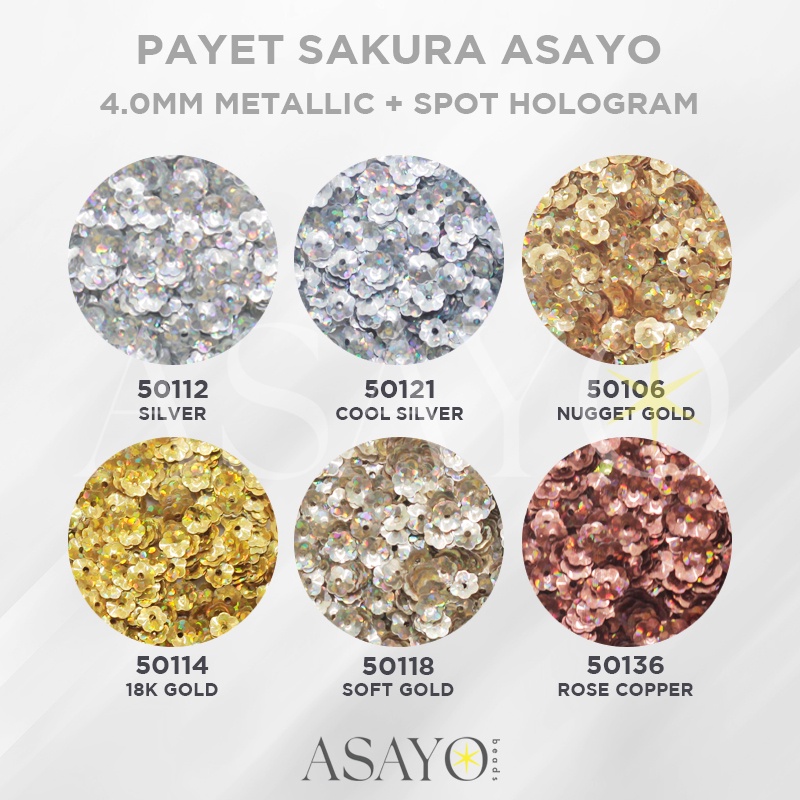 Jual (10gr/50gr) Payet Bunga Sakura Asayo 4mm Metallic + Spot Hologram ...