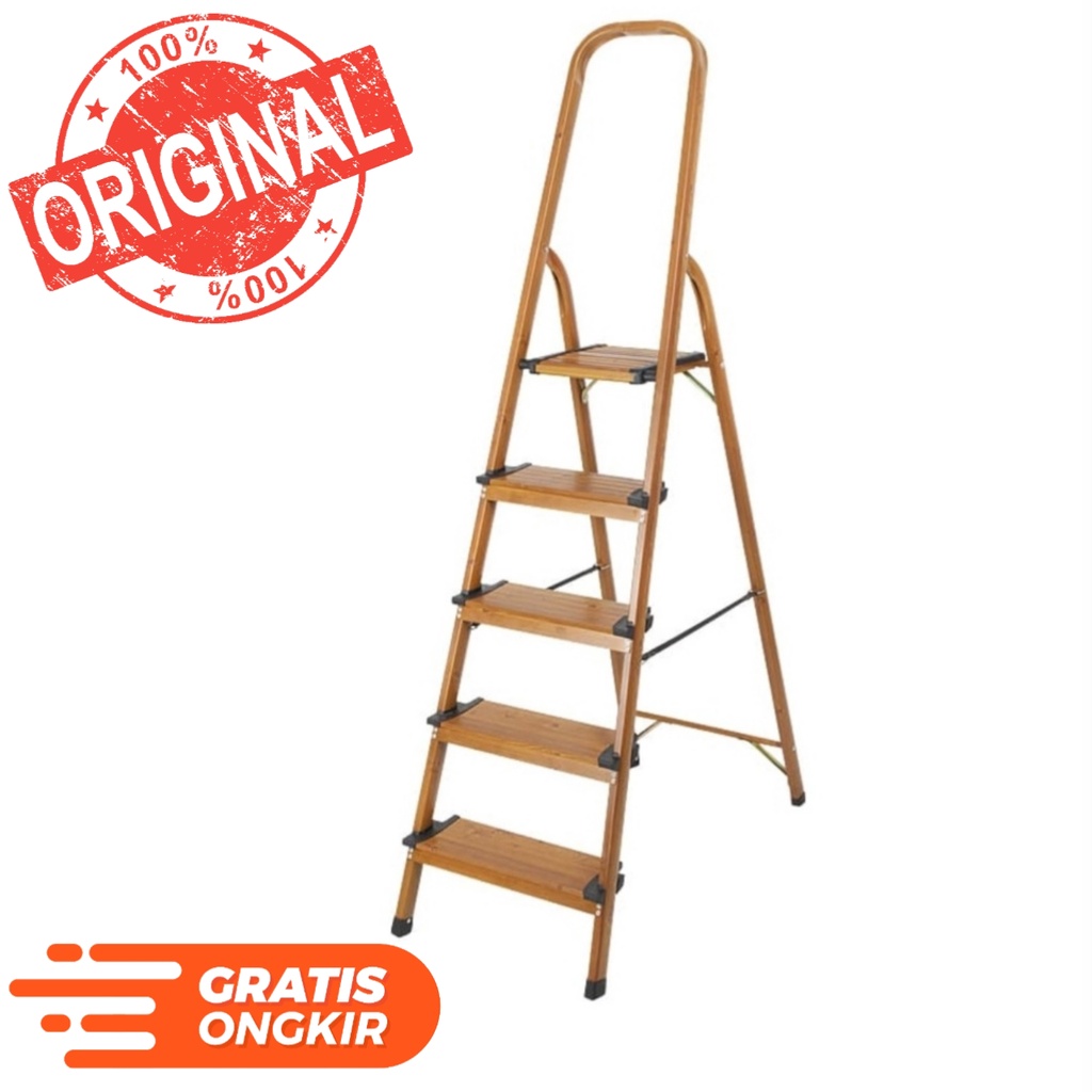 Jual Krisbow Fixsteps Tangga Lipat Aluminium 5 Wide Steps Motif Kayu ...