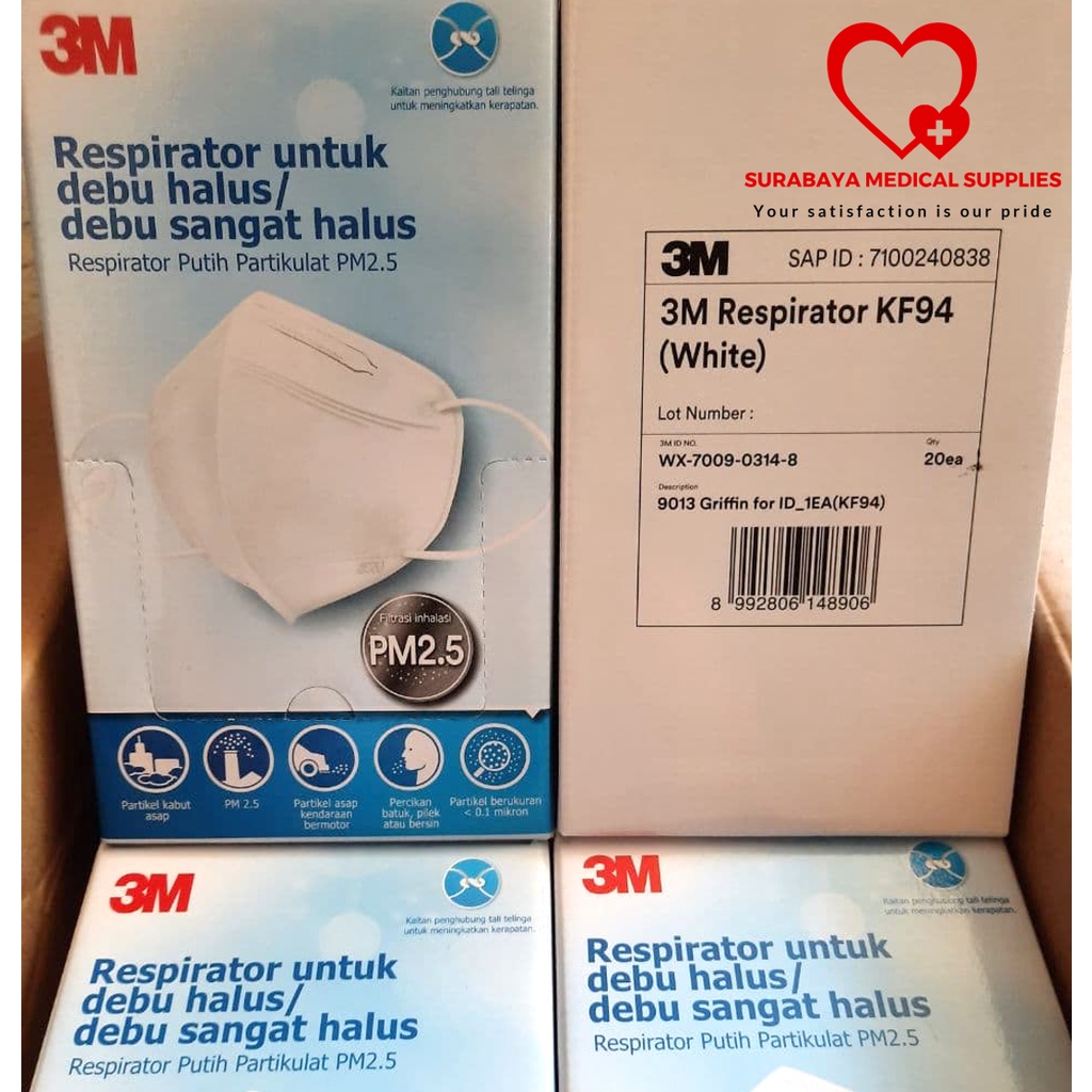 Jual Respirator 3M KF94 Original Standar Korea Box isi 20 PCS Masker ...