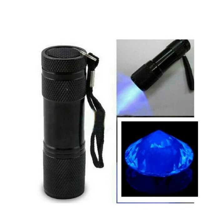 Jual senter UV ultraviolet 9 LED utk cek flourescence diamond , uang | Shopee Indonesia