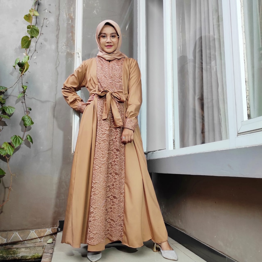 Jual Gamis Jumbo Ld 120 130 140 cm Bahan Katun Toyobo Kombinasi Brukat Dress Busui Terbaru ...