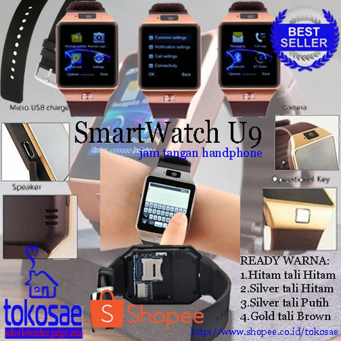 Jual PROMO JAM TANGAN CANGGIH SMART WATCH U9 DZ09 KAMERA MEMORI SIM ...