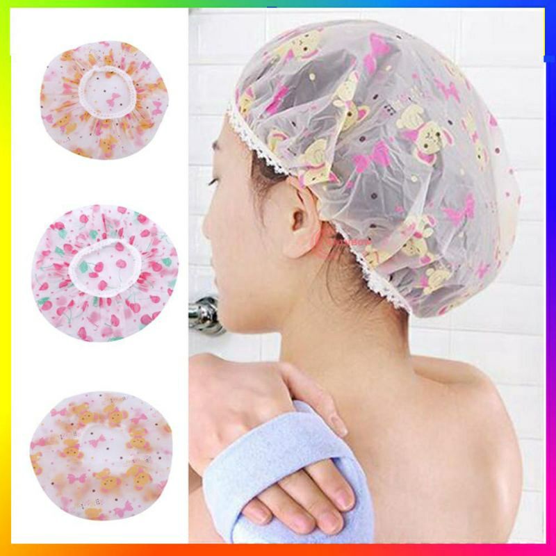 Jual SHOWER CAP PLASTIK PAKAI KEMASAN / PENUKUP KEPALA MANDI ANTI BASAH ...