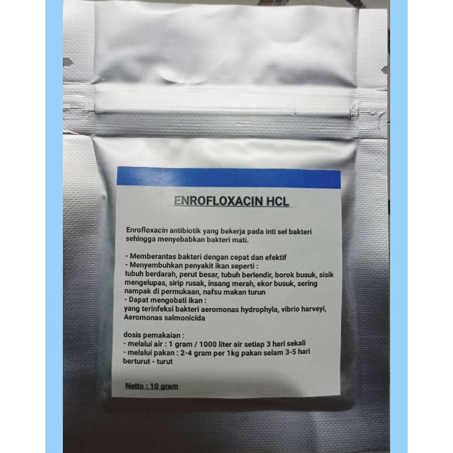 Jual Enrofloxacin hcl 10 gram / antibiotik ikan / enro / enrofloxacin ...