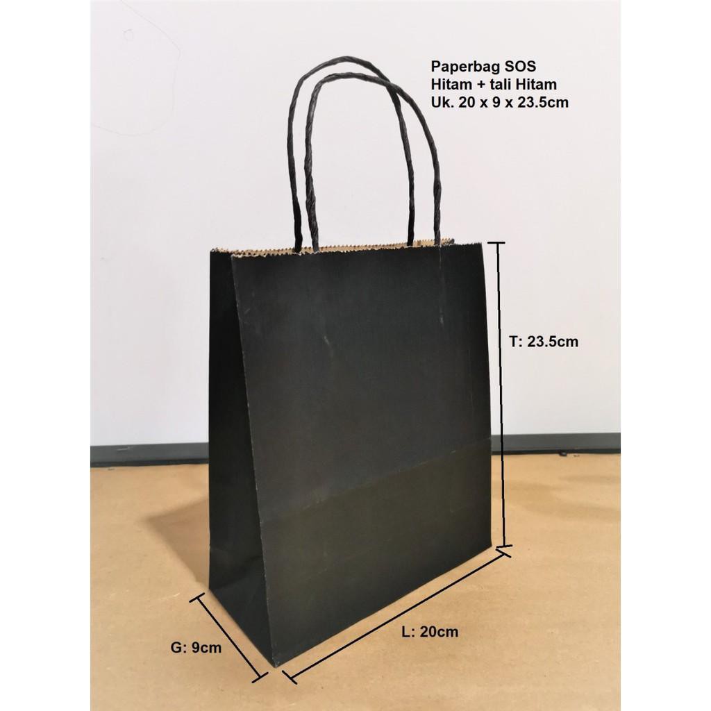 Jual 10 Pcs Paperbag XL Mini Hitam Tali 20x9x21cm | Shopee Indonesia