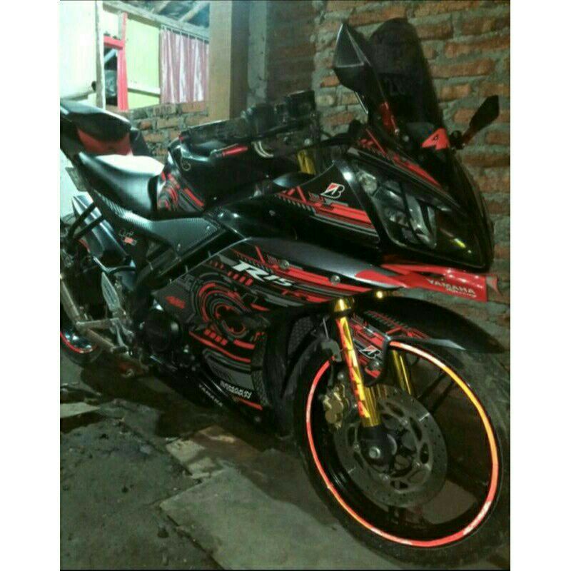 Jual striping sticker variasi yamaha R15 v1 v2 grafis hitam merah ...