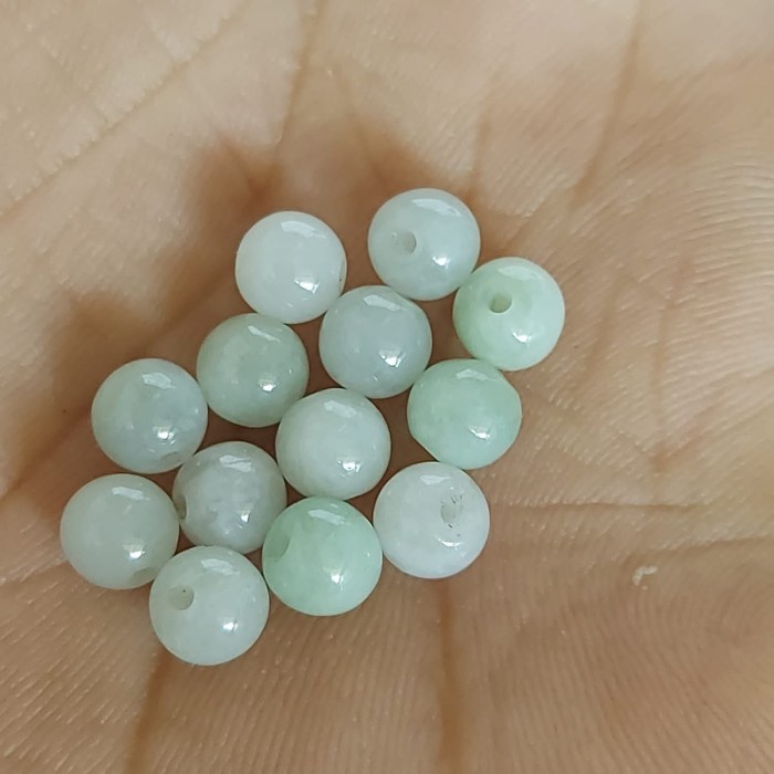 Jual Butiran batu giok burma size 6 mm putih asli natural jadeite jade ...