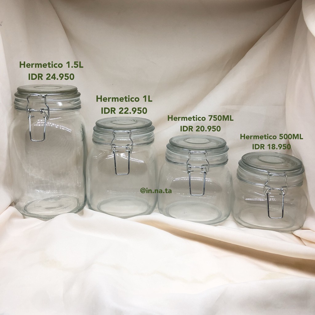 Jual Hermetico 500ml, 750ml, 1L, 1.5L, Jar Toples Kaca Penyimpanan ...
