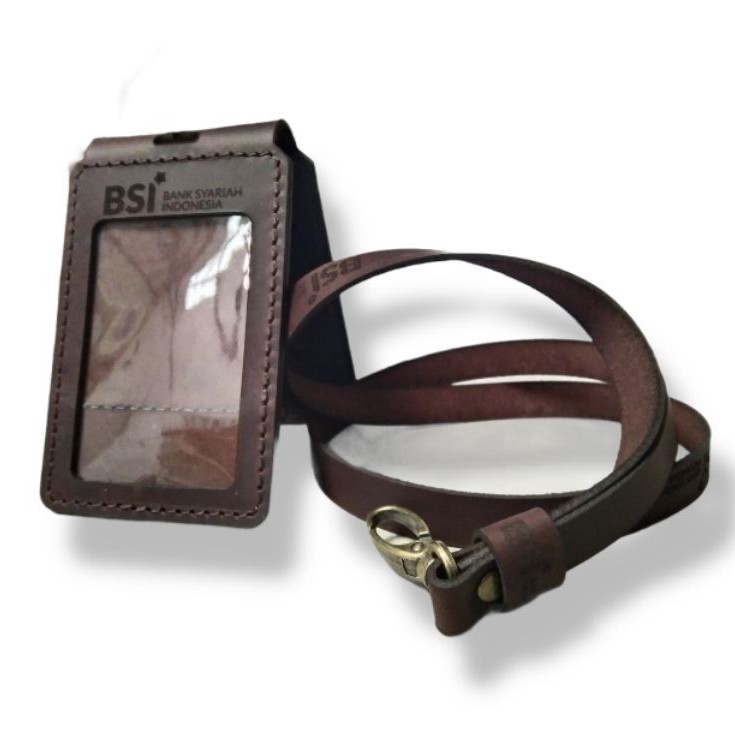 Jual ID card Name tag holder kulit sapi asli name tag lanyard tali id ...