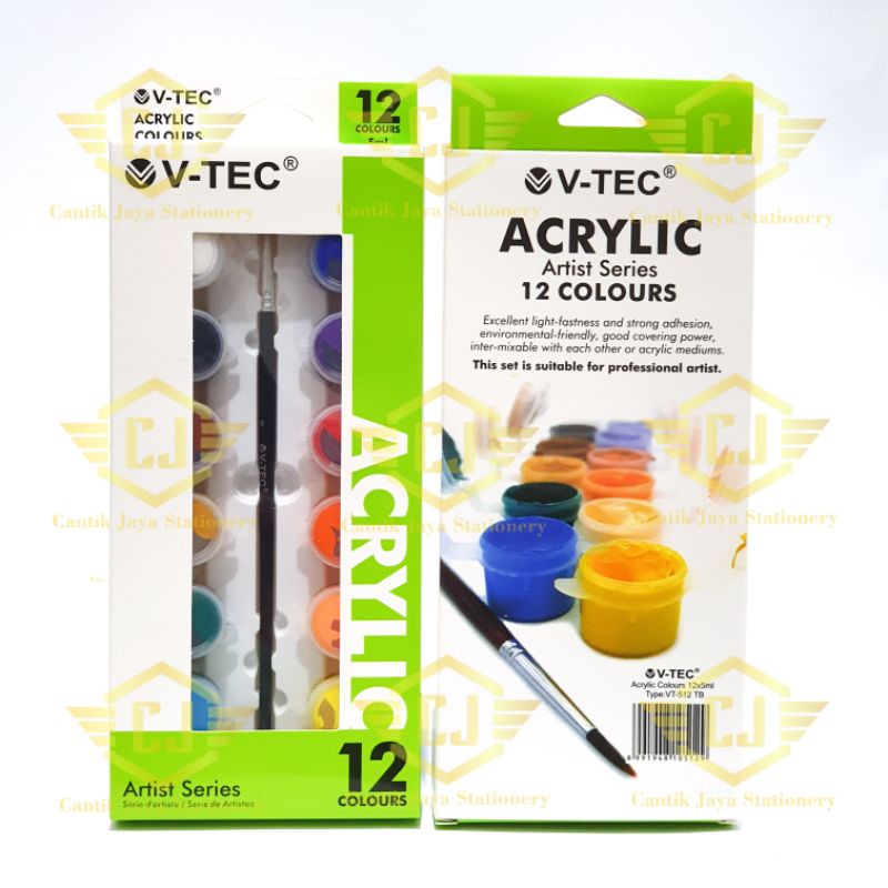 Jual Cat Akrilik V-TEC Acrylic Colours VTEC VT - 512 TB 12 warna x 5 ml ...