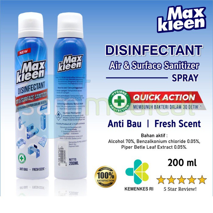 Jual Max Kleen Disinfectant 200ml Air & Surface Sanitizer Maxkleen ...