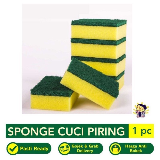 Jual SPON CUCI PIRING KUNING HIJAU 2 SISI | Shopee Indonesia