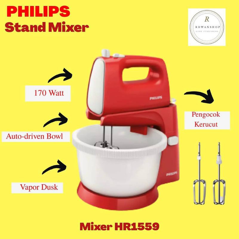 Jual Mixer Com Philips HR 1559 Mixer Stand Adonan Turbo Low watt murah ...