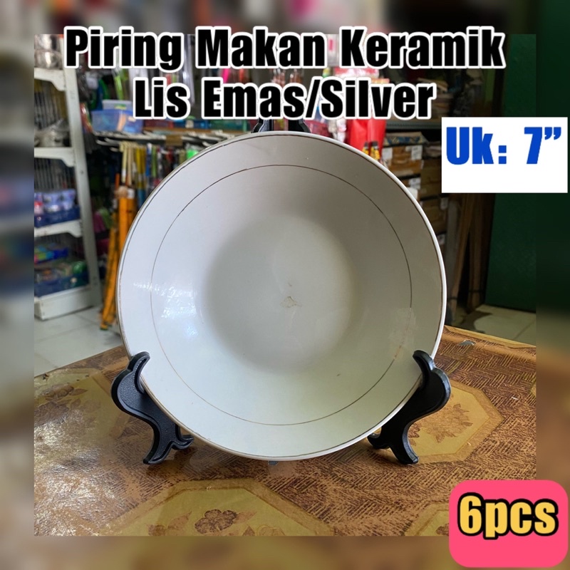 Jual Piring Makan Normal Putih List Silver Uk 7” Piring Rumah Makan ...