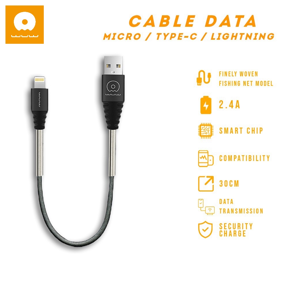 Jual CJCB-X71 WUW Kabel Data X-71 30cm Berlapis Emas USB MicroV8 TYPE C ...