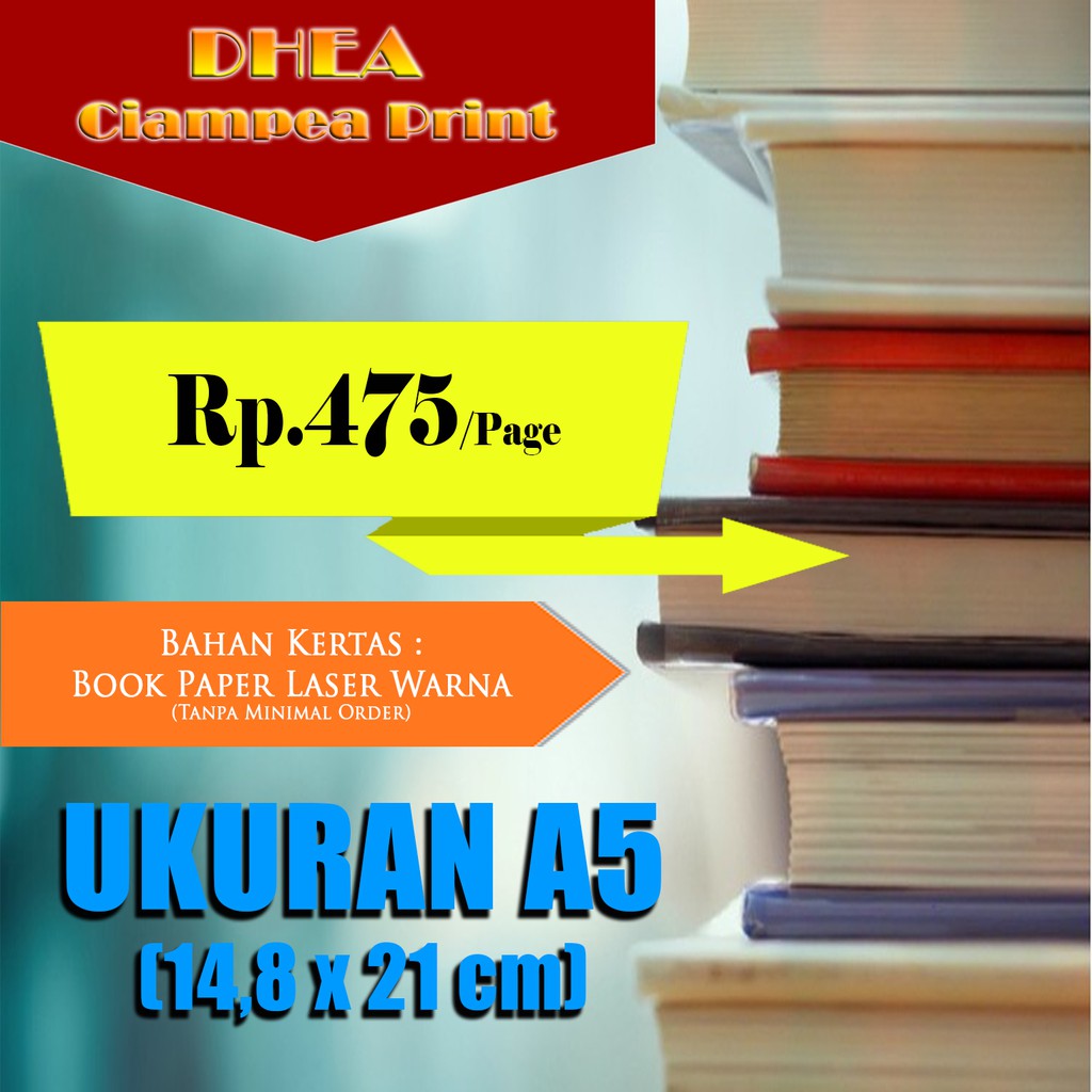 Jual JASA CETAK BUKU kertas bookpaper laser warna ukuran A5 (14,8x21 ...