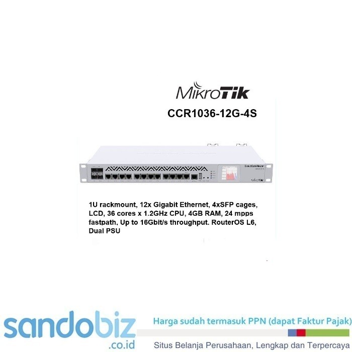 Jual Mikrotik Cloud Core Router CCR1036-12G-4S 12 Gigabit + 4 SFP OS L6 ...