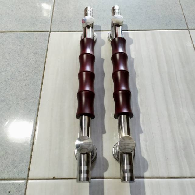 Jual handle pintu rumah bambu kayu gelap stls 45 cm mahoni maron ...