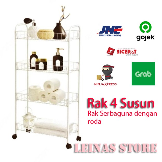 Jual Rak Storage 4 Tier Beroda Dapur ace / Rak Besi Serbaguna Beroda ...