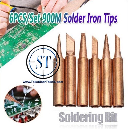 Jual 6 Pcs Mata Solder Ujung Tip Station Hakko Gold Soldering Iron Adjustable Lead-Free 900M-T-K ...