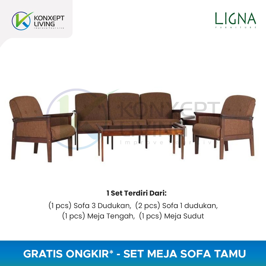 Jual Ligna Set Meja dan Kursi Sofa Tamu Ivory | Shopee Indonesia