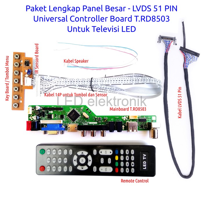 Jual PAKET PANEL BESAR Universal LCD LED TV Board LVDS 51 PIN | Shopee ...