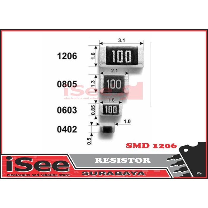 Jual Resistor smd 1206 5k1 5,1K kilo ohm 5100 Ohm Toleransi 1% ...