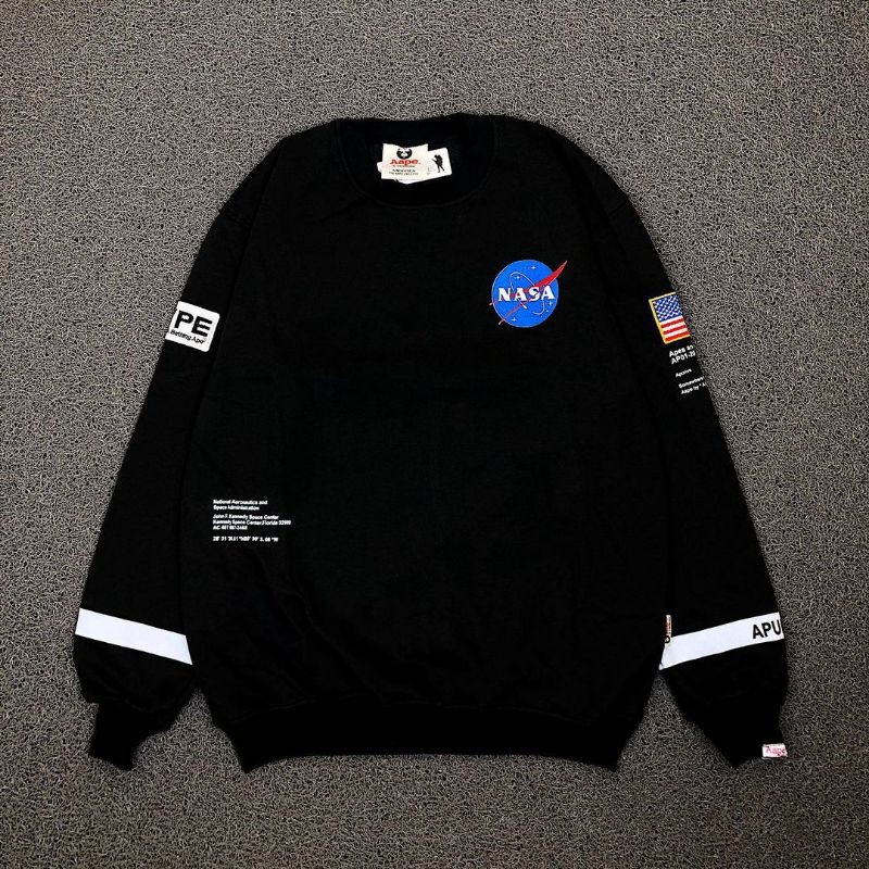Jual Sweater Crewneck A Bathing Ape X Nasa Logo Bordir (Full Tag +Label ...
