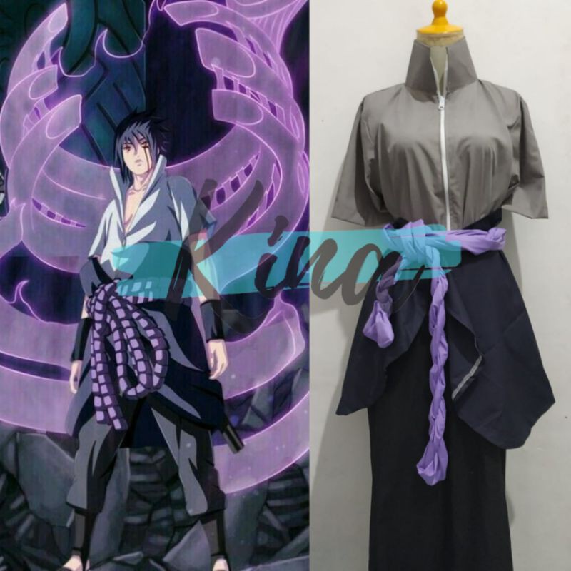 Jual Naruto Shippuden Uchiha Sasuke default ver Cosplay Costume Anime ...