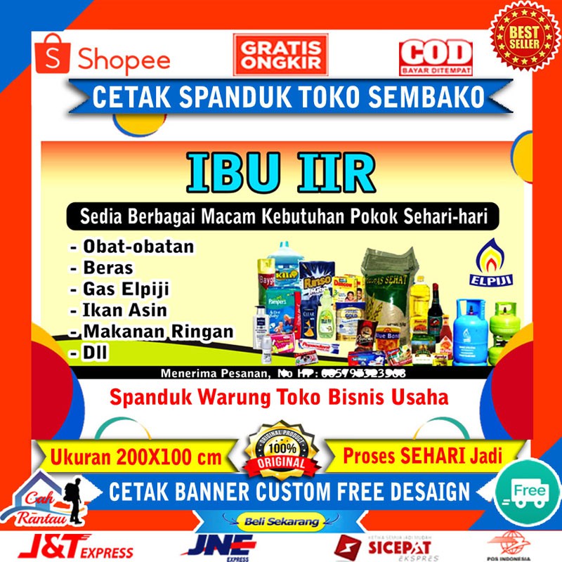 Jual Cetak Spanduk Toko Sembako Banner Usaha Bisnis Backdop Murah ...