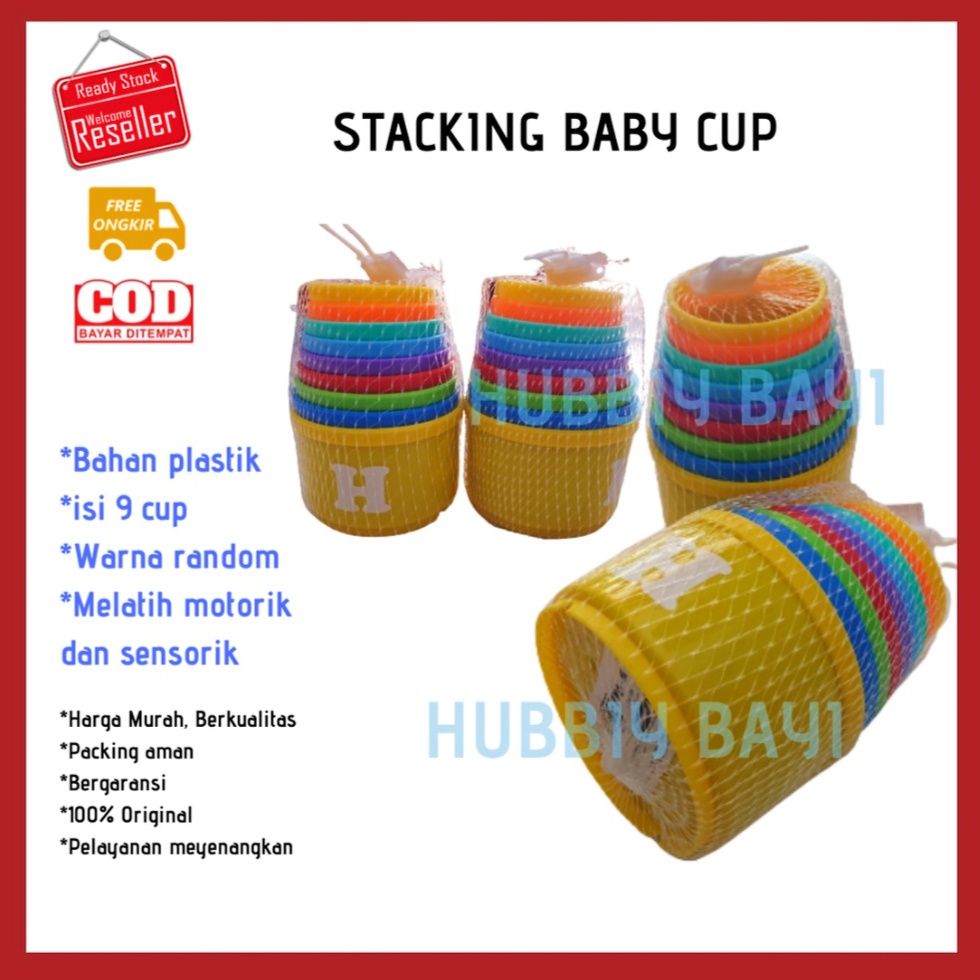 Jual Mainan Edukasi Baby Stacking Cup Menara Tower Susun Gelas Bulat ...