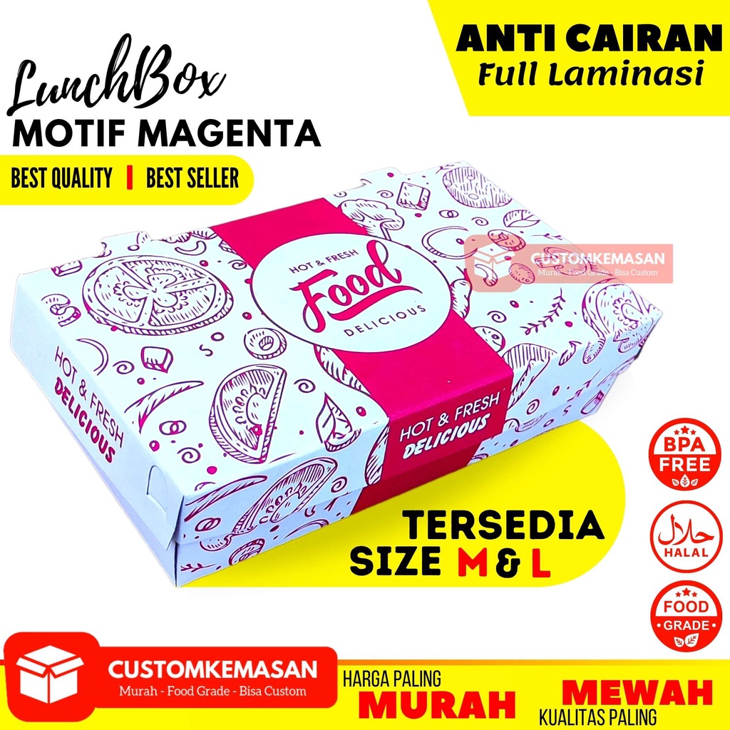 Jual Lunch Box Paper Motif Cetak L / Dus Box Ayam Geprek / Paper Lunch ...
