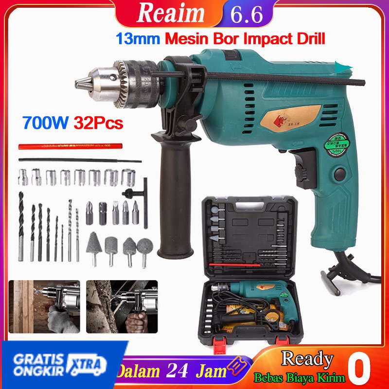 Jual REAIM【Garansi 3 Tahun】13mm Mesin Bor Impact Drill Koper Set Besi ...