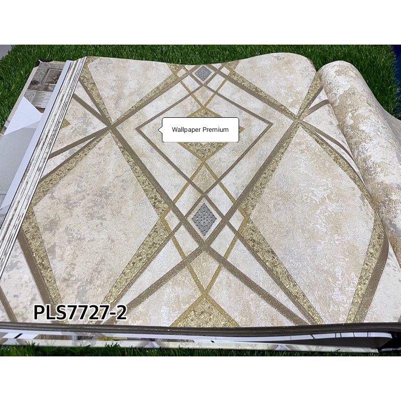 Jual Wallpaper Dinding Geometri Segitiga Modern Biru Abu Cream List ...