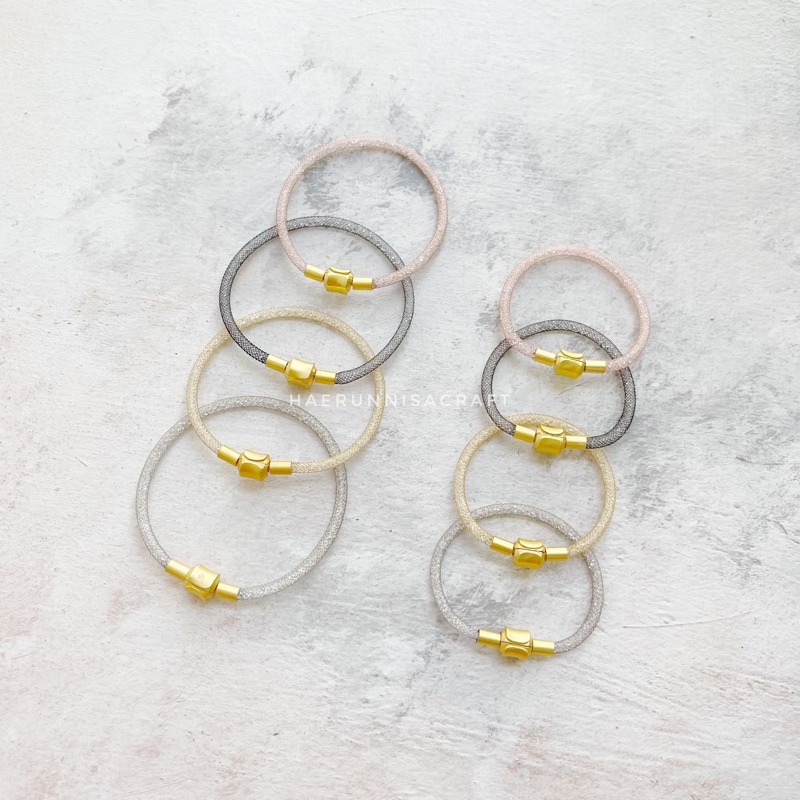 Jual Gelang Gliter Kristal Tali Kawat Pandora Pengait Gold Panjang 17cm ...